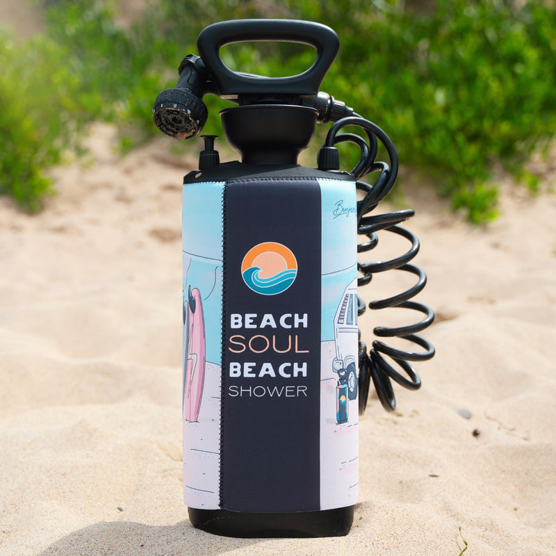 Portable Shower Stoked 8L – Pressurised & Surf-Inspired | Beach Soul