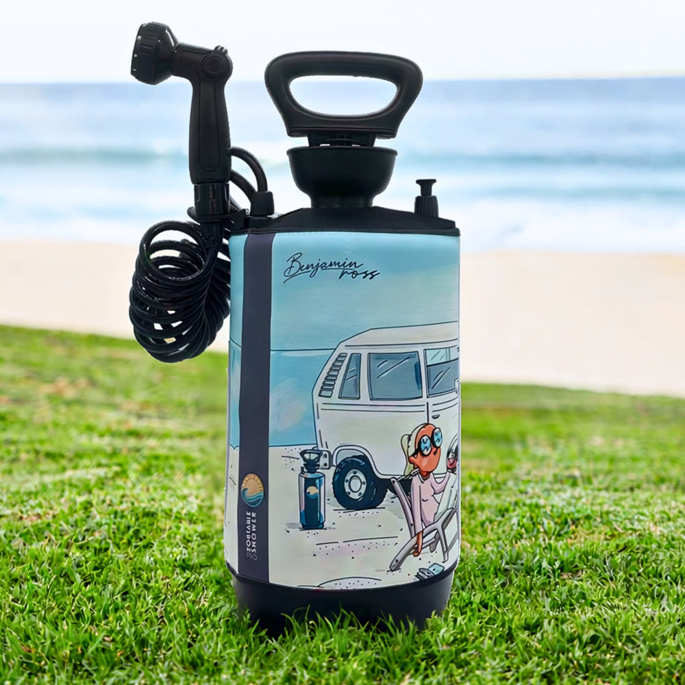 Portable Shower PRO Stoked 10L – Pressurised & Surf-Ready | Beach Soul
